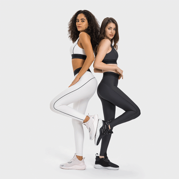 Contrast Piping Sports Leggings for Yoga Running Workout Trainning