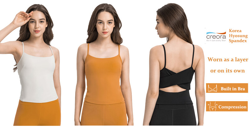 Cami Sports Bra Tank Top with Spaghetti Strap Yoga Workout